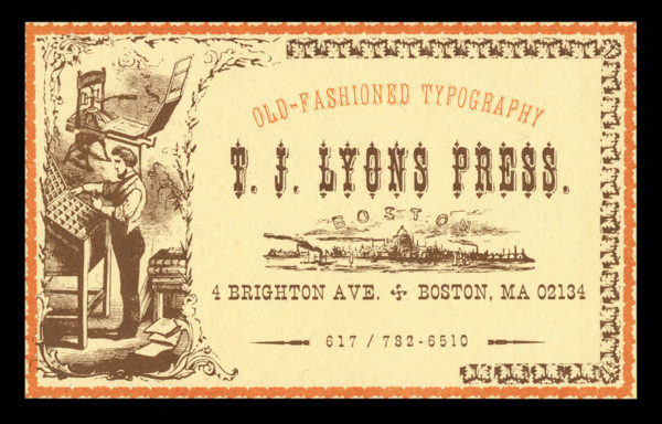 Ephemera Society of America | TJ Lyons, Boston’s Old-Timey Printer