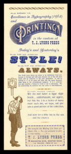 Ephemera Society of America | TJ Lyons, Boston’s Old-Timey Printer